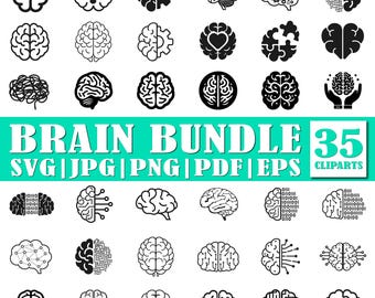 Human Brain Svg Bundles, Brain PNG for Prints, Brain Clipart, Brain Svg ...