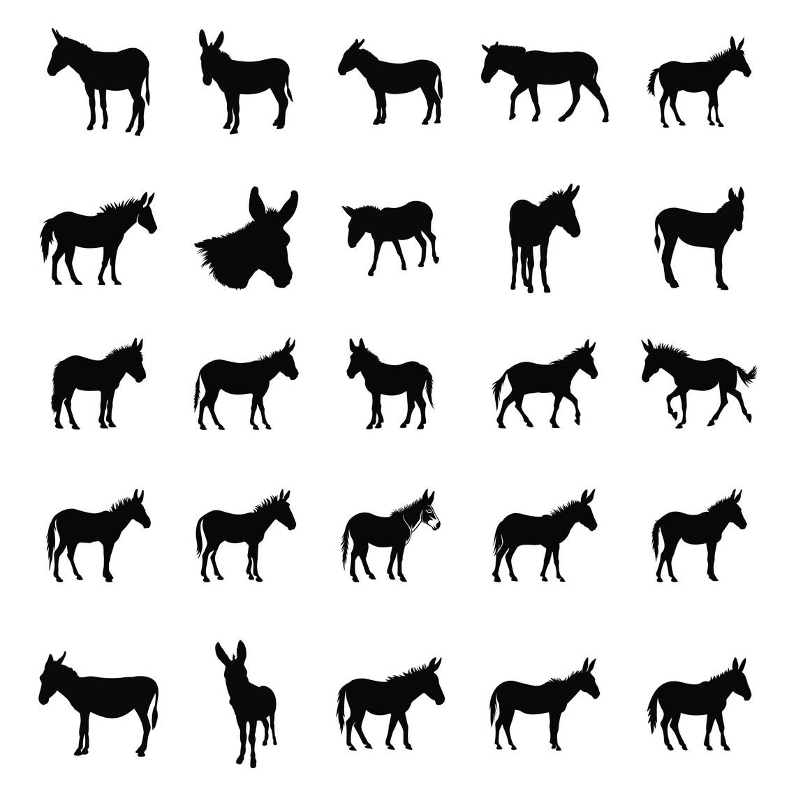 Animal Donkey Svg Bundles, Donkey Svg, Donkey Clipart, Farm Animal ...
