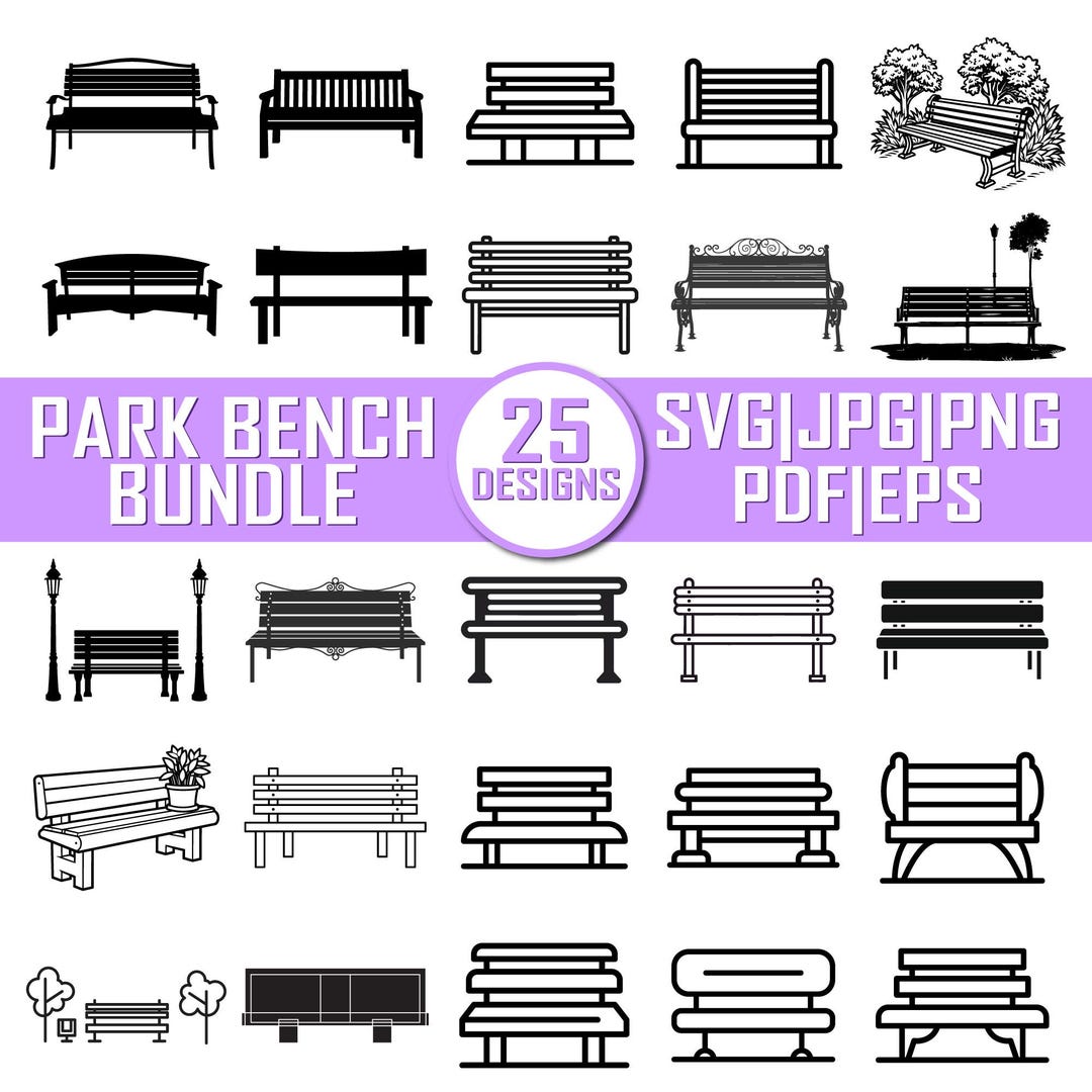 Park Bench Svg Bundles, Bench Svg, Furniture Bench Svg, Bench Clipart ...