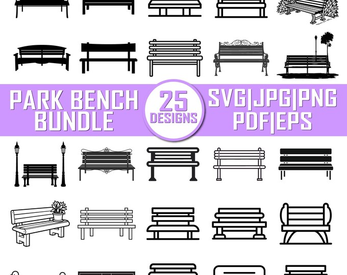 Park Bench Svg Bundles, Bench Svg, Furniture Bench Svg, Bench Clipart File, Bench PNG, Park Svg ...