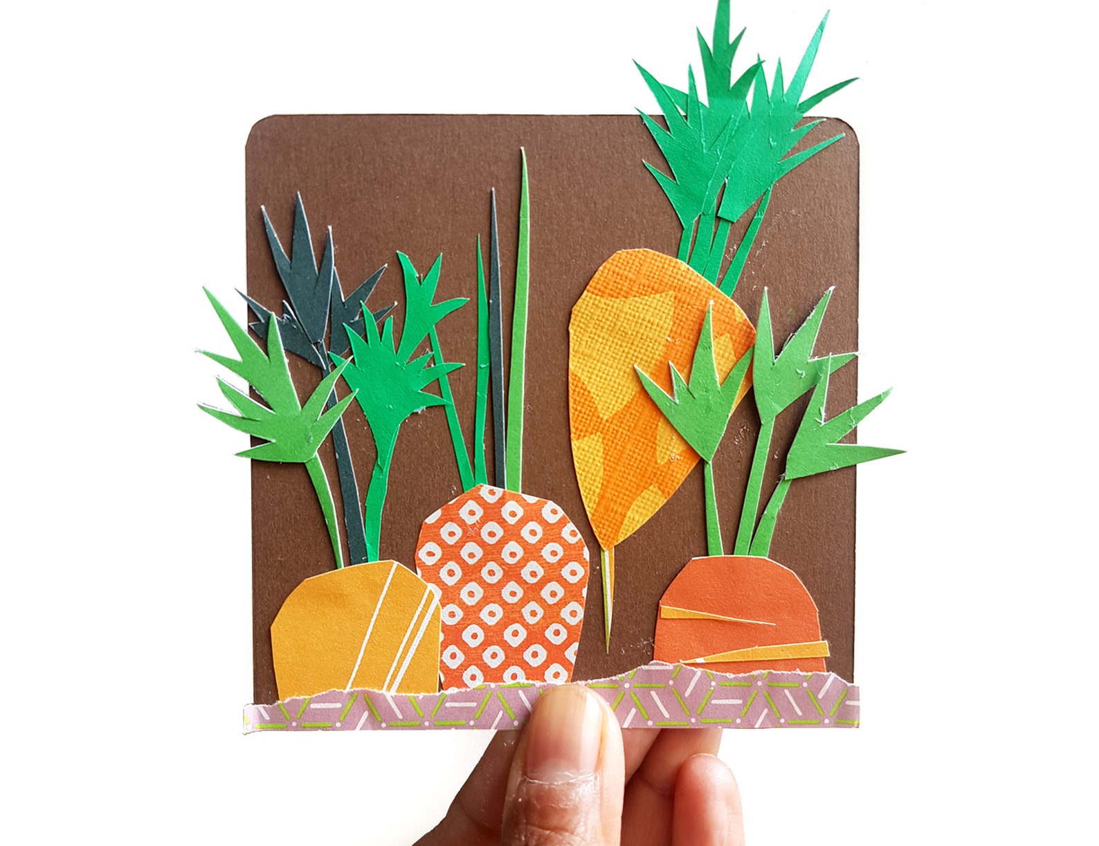 Carrots original collage made from found and patterned papers. | Etsy