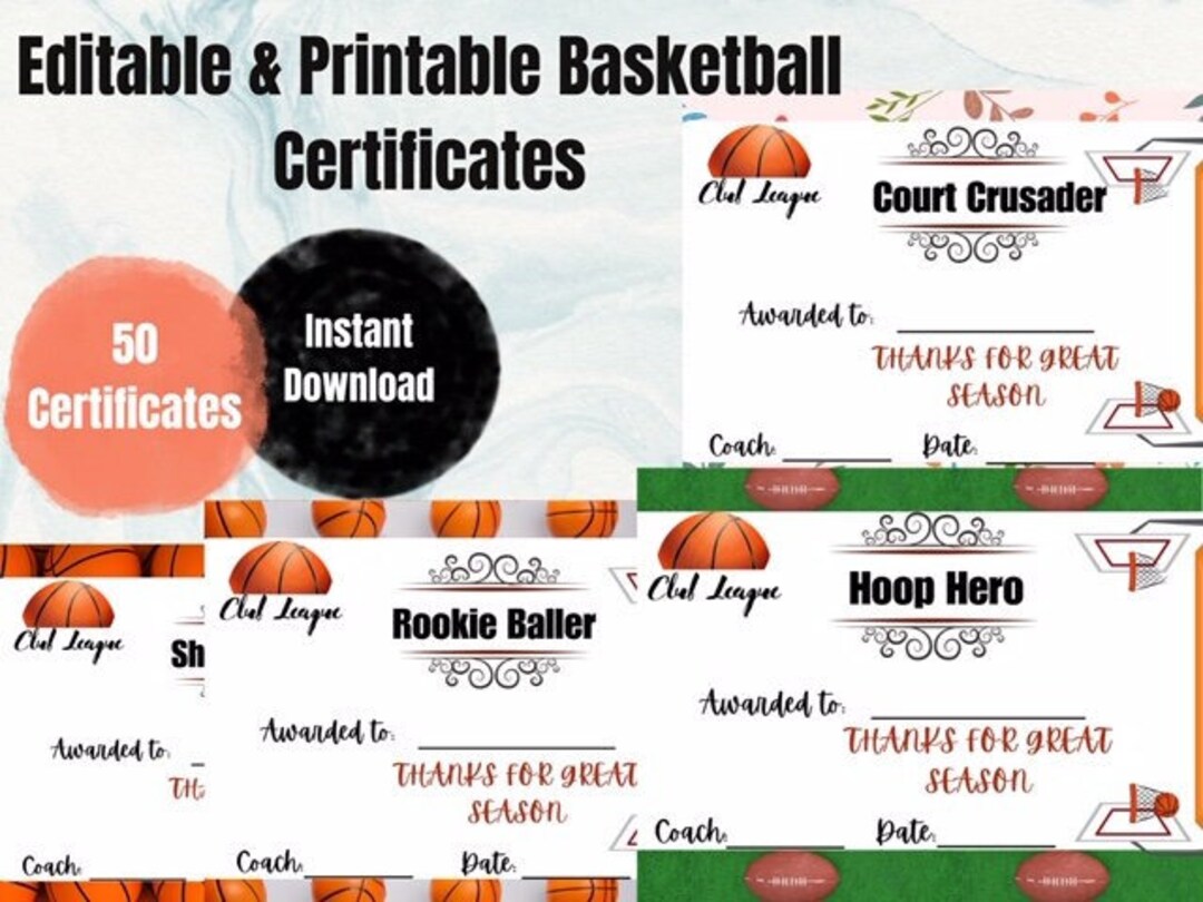 Editable Basketball Award Certificates, Award Ceremony Certificate, End ...
