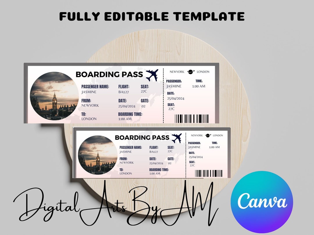 Editable Boarding Pass Template, Personalized Boarding Pass Holiday ...