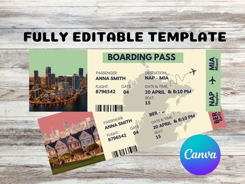 Editable Boarding Pass Template, Personalized Boarding Pass Holiday ...
