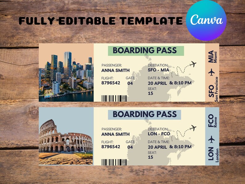 Editable Boarding Pass Template, Personalized Boarding Pass Holiday ...