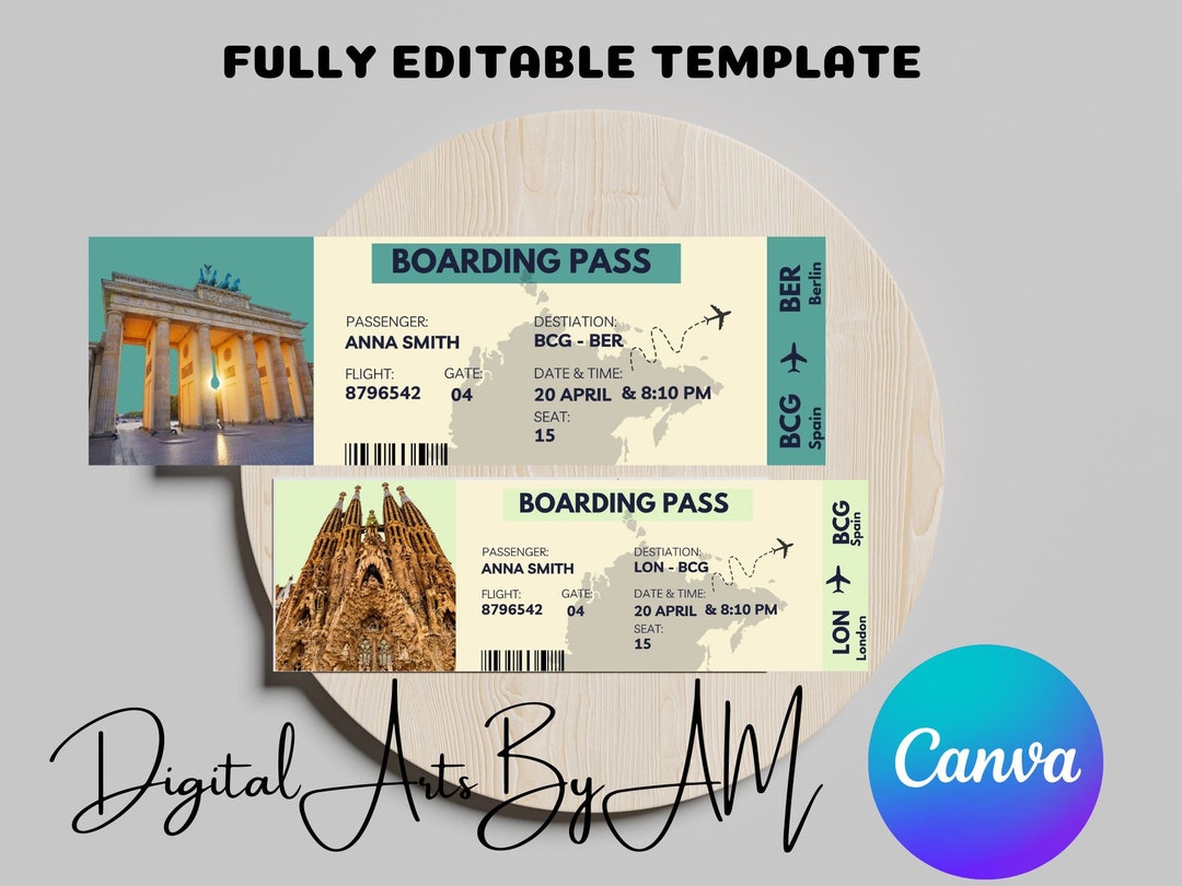 Editable Boarding Pass Template, Personalized Boarding Pass Holiday ...