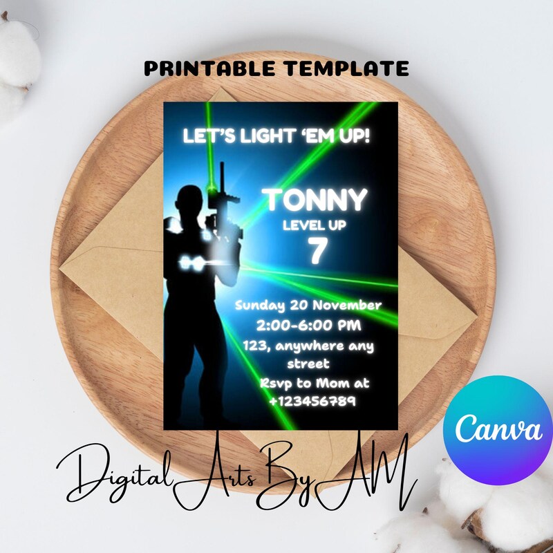 Laser Tag Invites - Etsy