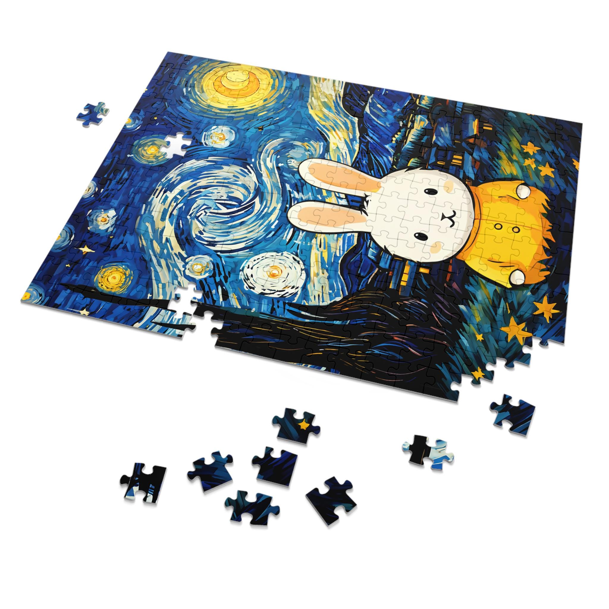 Van Gogh's Starry Night Miffy Puzzle, AI Crafted Jigsaw, Whimsical ...