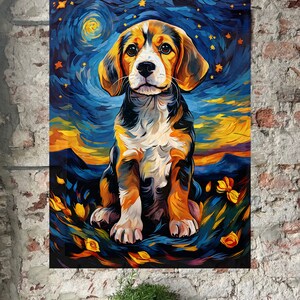 Van Gogh Starry Night Beagle Wall Tapestry Artistic Whimsical Decor - Etsy