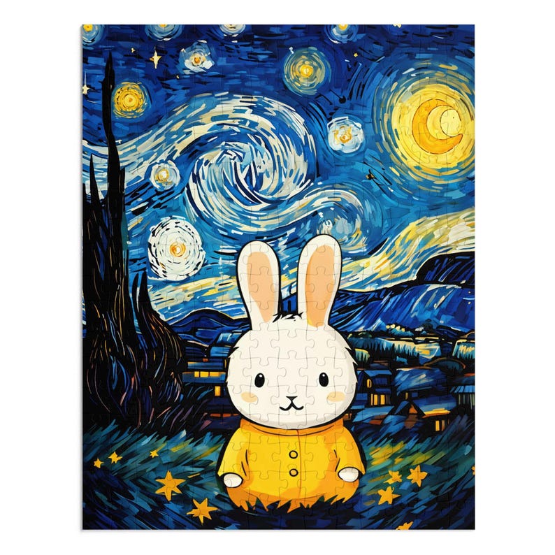 Van Gogh's Starry Night Miffy Puzzle, AI Crafted Jigsaw, Whimsical ...
