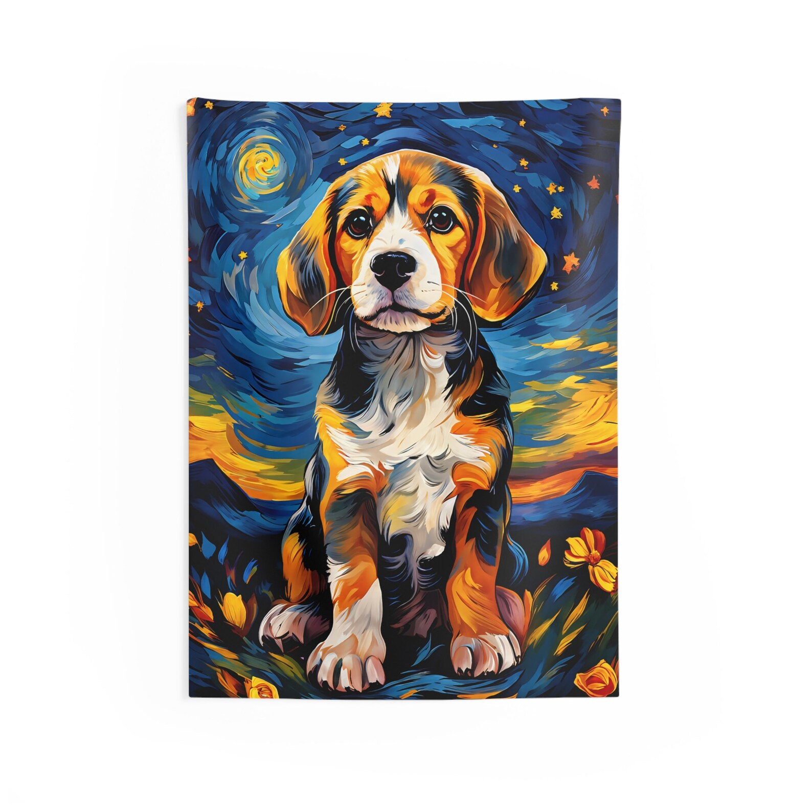 Van Gogh Starry Night Beagle Wall Tapestry Artistic Whimsical Decor - Etsy