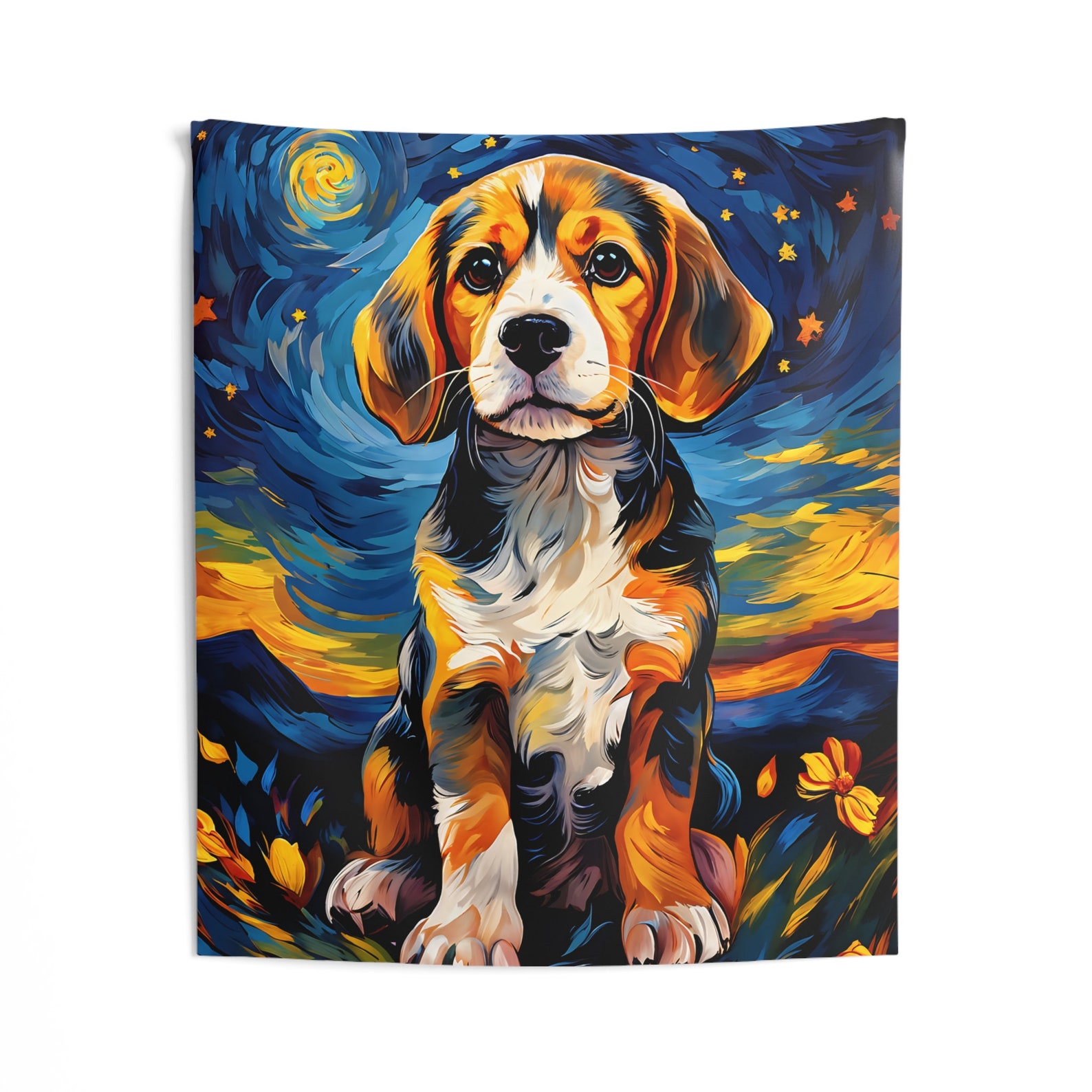 Van Gogh Starry Night Beagle Wall Tapestry Artistic Whimsical Decor - Etsy