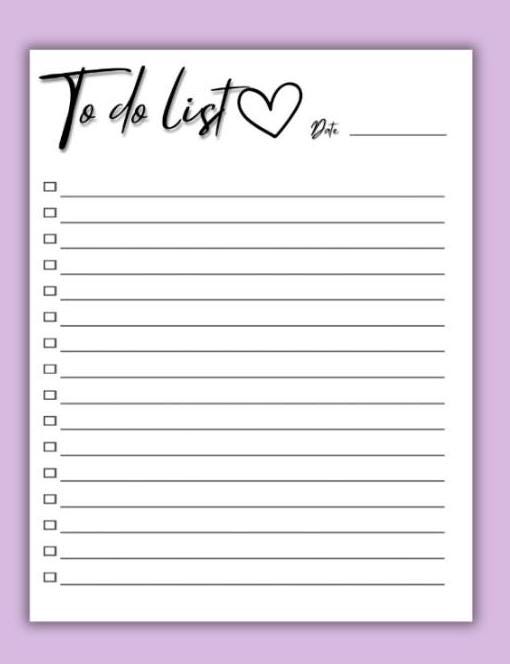 Blank to Do List, Planner, Productivity, Tasks, List, Checklist, Daily ...