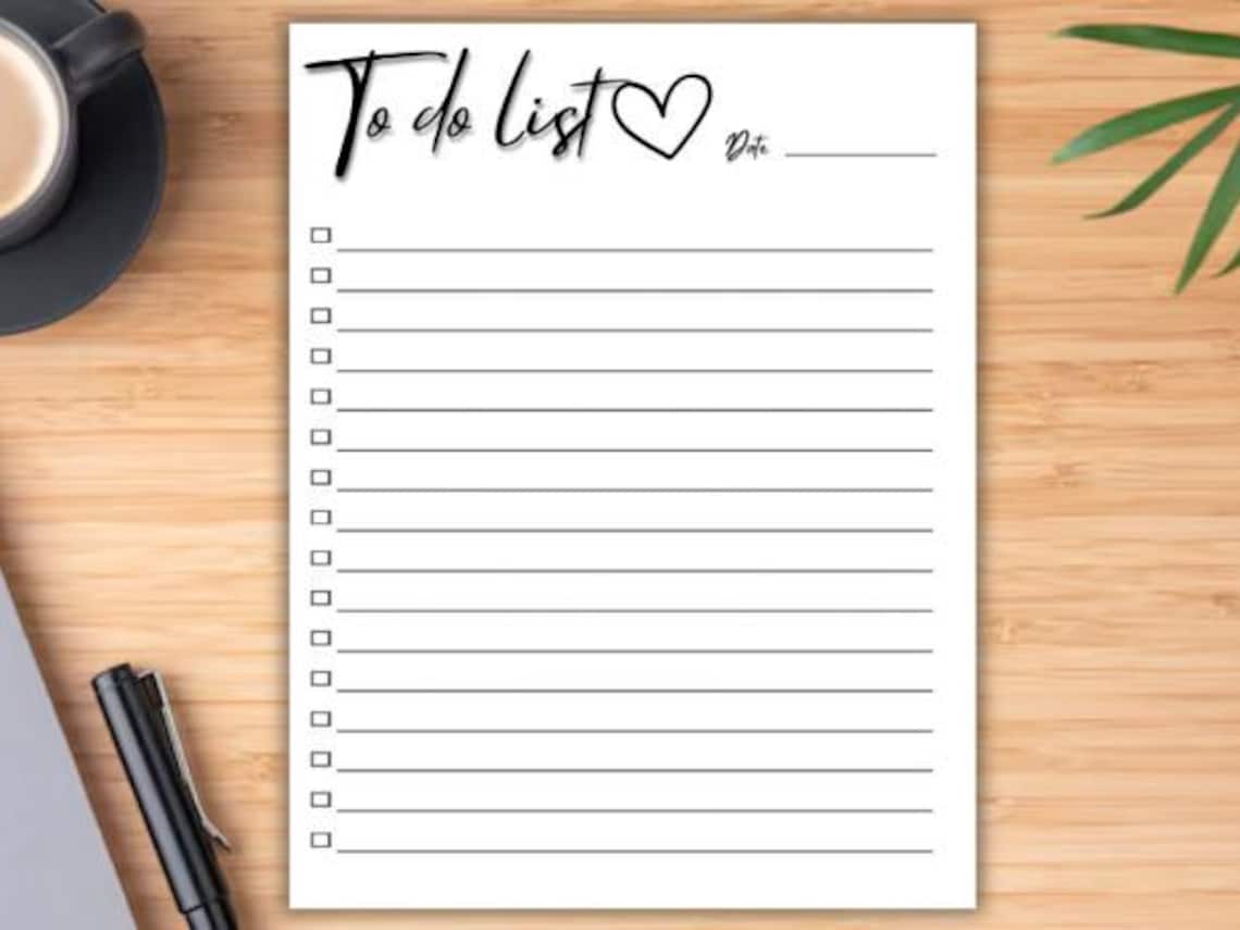 Blank to Do List, Planner, Productivity, Tasks, List, Checklist, Daily ...