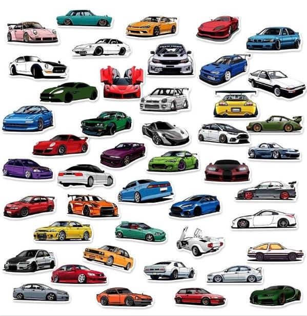 100pcs Car Stickers JDM Style Japanese Sports Cars Iconic Vinyl Decals ...