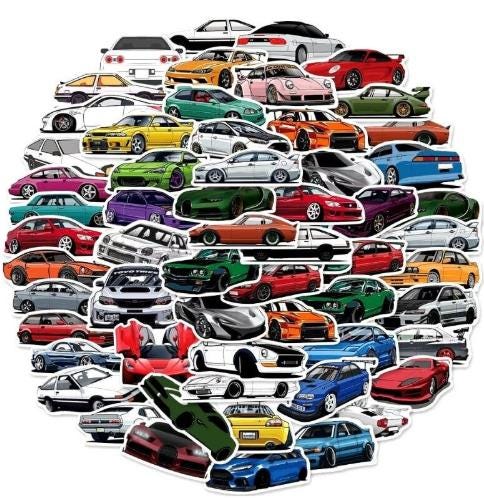 100pcs Car Stickers JDM Style Japanese Sports Cars Iconic Vinyl Decals ...