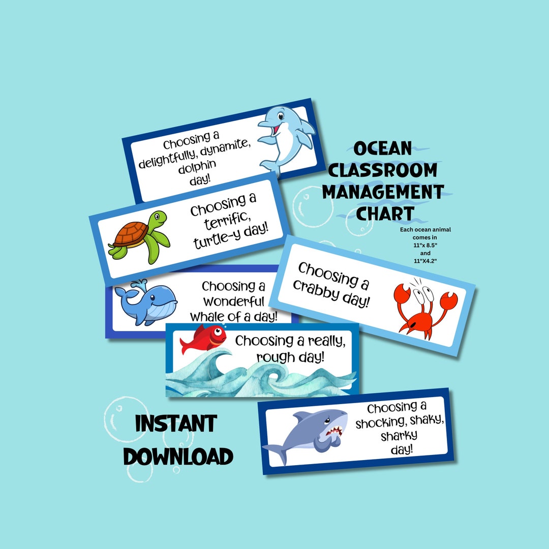 Ocean Classroom Clip Chart, Ocean Animals Daily Choices, Good Behavior ...