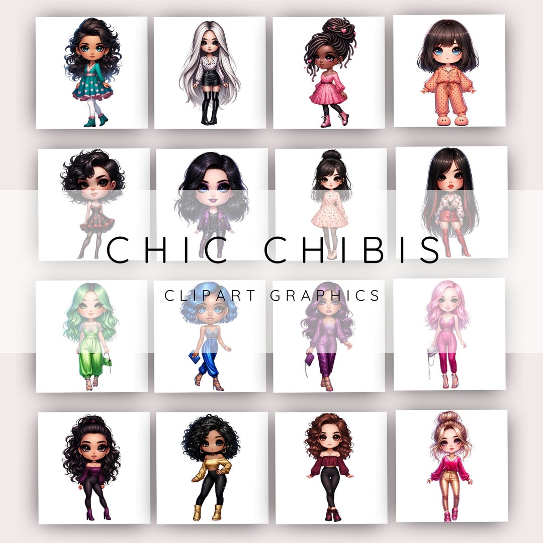 Chic Chibis Clipart Images - Etsy