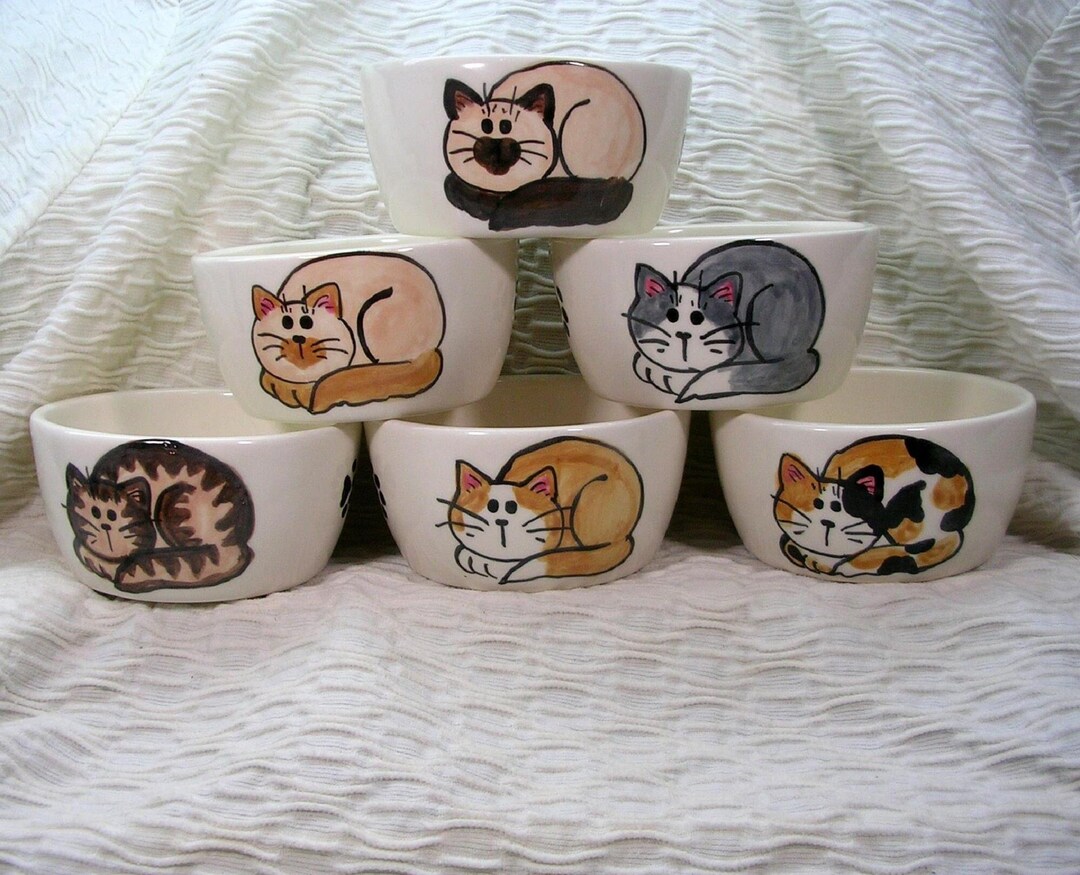 Mini Cat Bowls 6 Oz. Your Choice Handmade by Gracie - Etsy