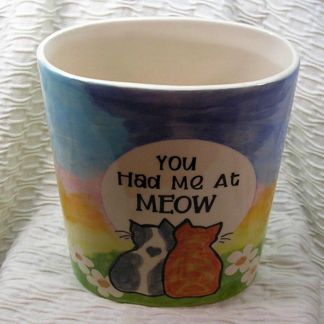 Handmade Pottery Utensil Holder Vase: Cats in Clay Design - Etsy
