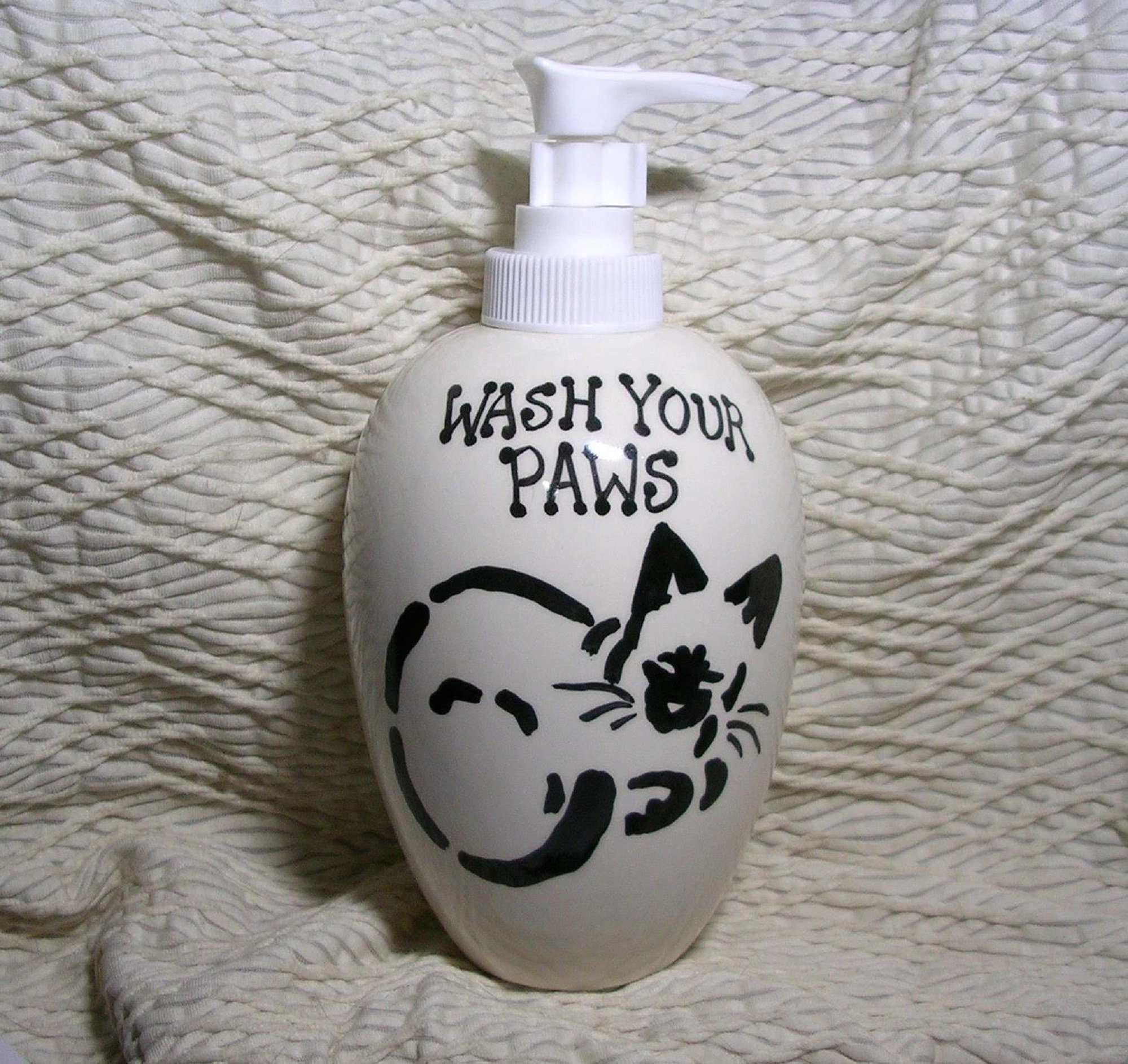 Wash Your Paws Siamese Stencil Soap Dispenser Ceramic Handmade - Etsy