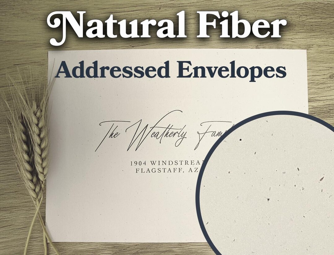 Fiber Paper Calligraphy Addressed Envelopes, Custom Wedding Envelopes ...