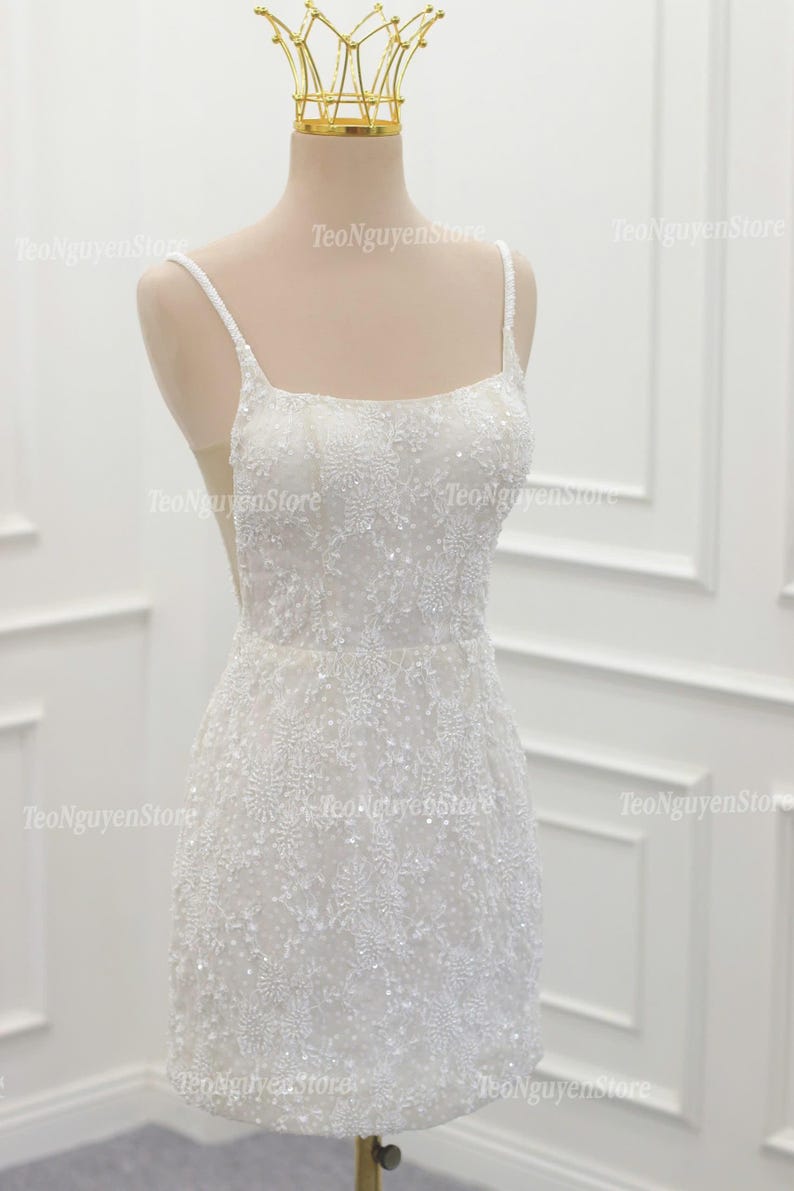 Lace Beaded Short Wedding Dress. Mini Bridal Dress. Lace Party Short ...
