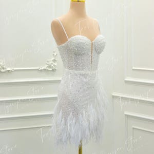 Beaded and Sparkly Feather Mini Dress. Short Dress Custom Sewn the ...