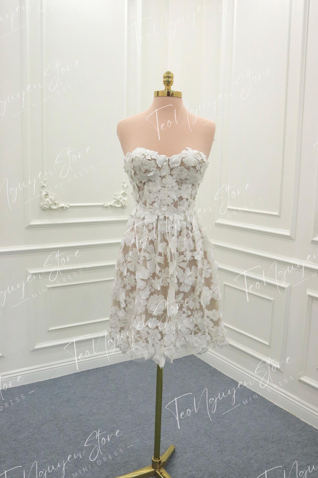 Unique Floral Lace Party Dress. A Line Short Party Dress. Luxurious ...