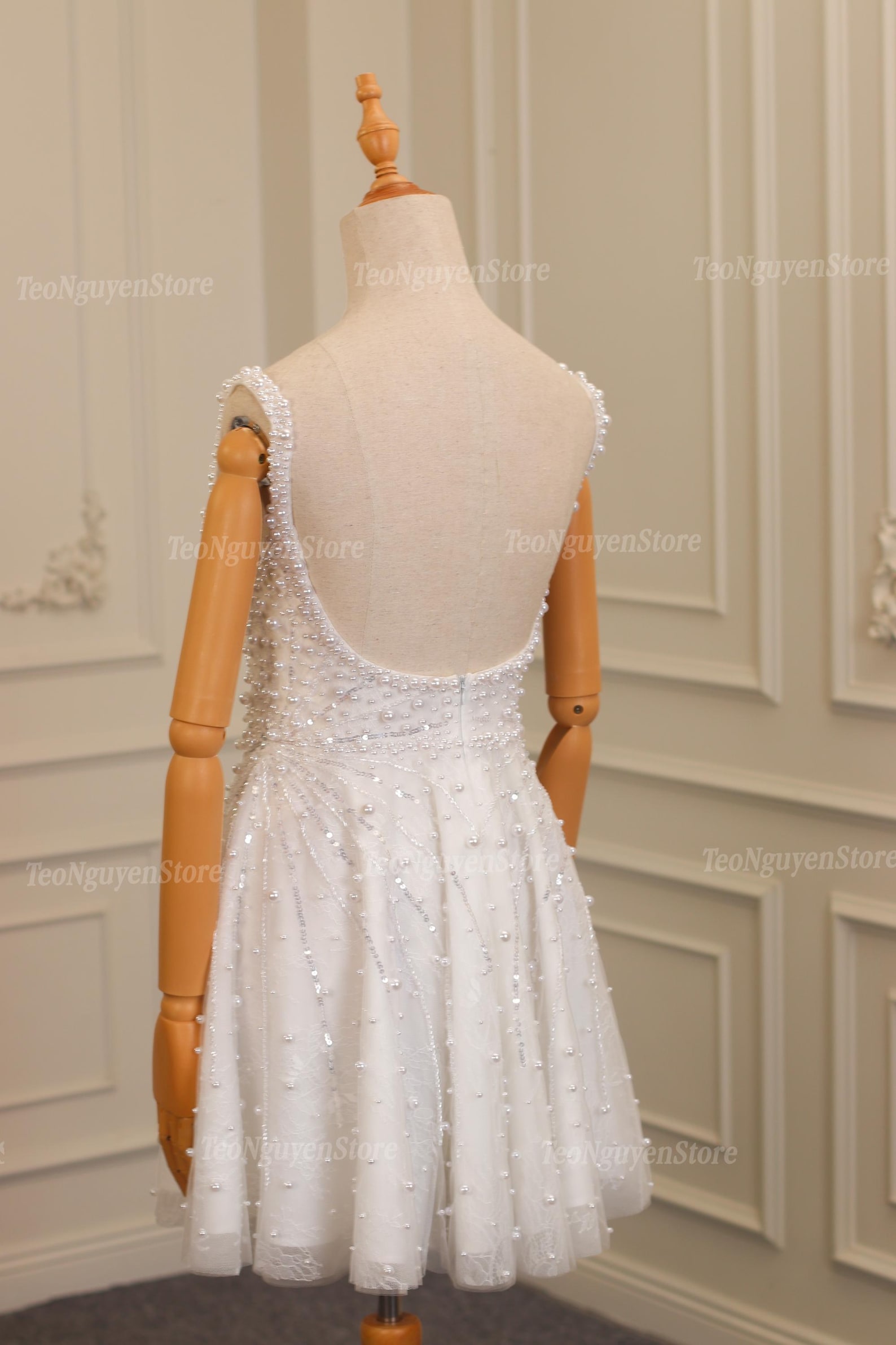 Mini Corset Wedding Dress. Pearl Party Short Dress. Custom Mini Bridal ...