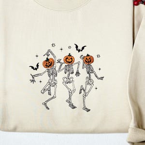 Embroidered Halloween Skeleton Sweatshirt | Dancing Pumpkin Sweatshirt ...