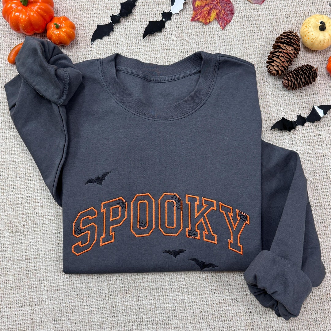 Spooky Embroidered Halloween Sweatshirt | Spooky Season Fun Fall ...