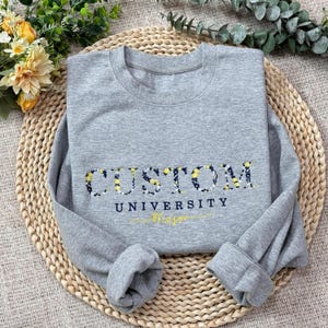 Custom Floral Letter College Sweatshirt, Personalized University ...