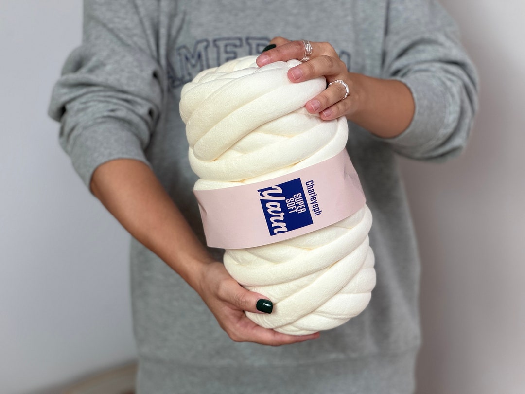 2.5cm Soft Chunky Cotton Yarn Cozy, Giant Tube Yarn, Super Bulky ...