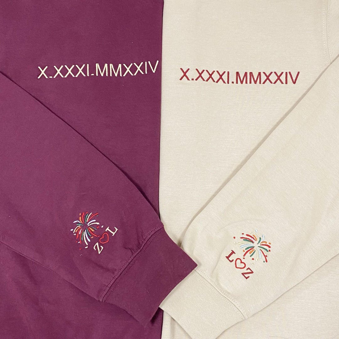 Custom Embroidered Roman Numeral Sweatshirt | Couple Sweatshirt Initial ...