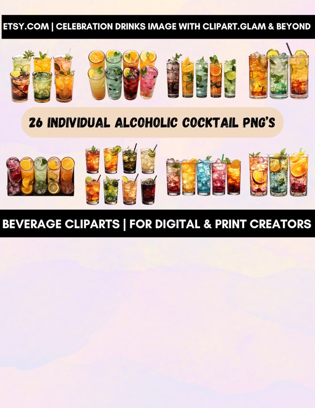 Celebration Drinks - Alcoholic Cocktail Cliparts, 300 DPI, 26 ...