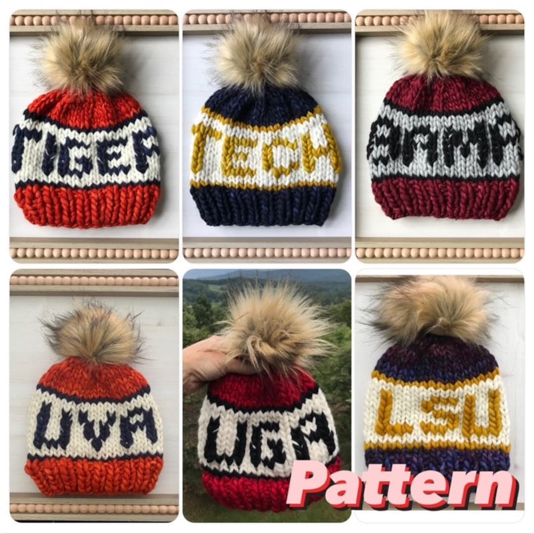 The Retro Varsity Hat Pattern, Knitted Hat Pattern, Knitting Pattern ...