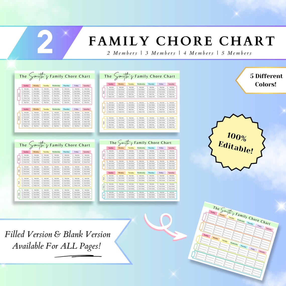 Cleaning Planner With Family Chore Chart, Cleaning Bundle, Kids Chore ...