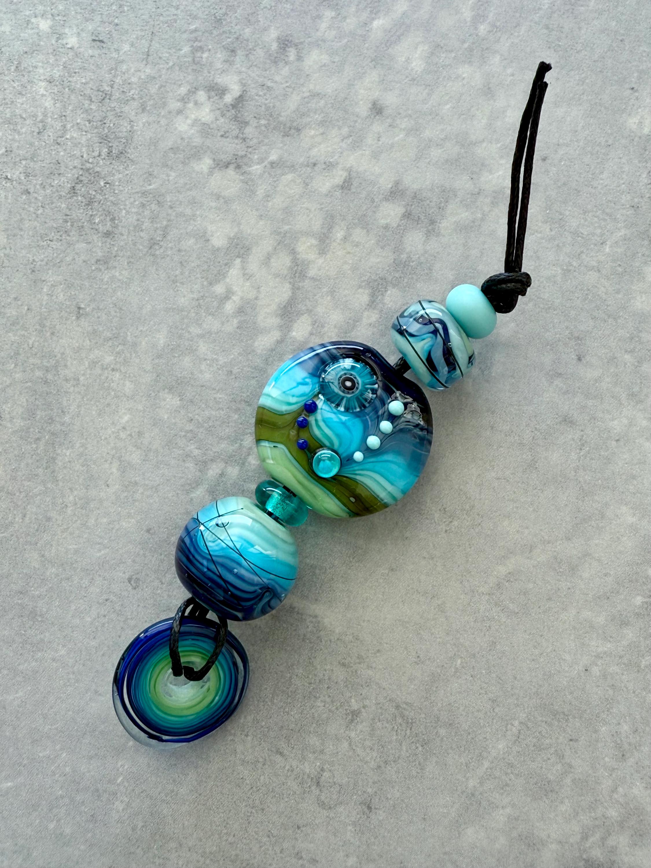 Teal Lampwork Glass Bead Set: Handmade Artisan Focal Beads - Etsy
