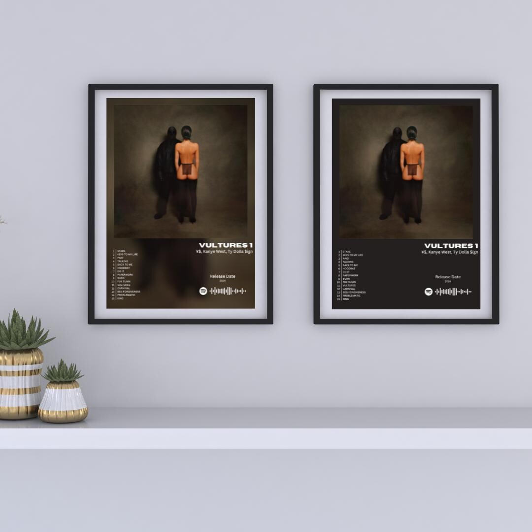 VULTURES 1 • Kanye West, Ty Dolla Sign Album Poster - Set of Two, Rap ...