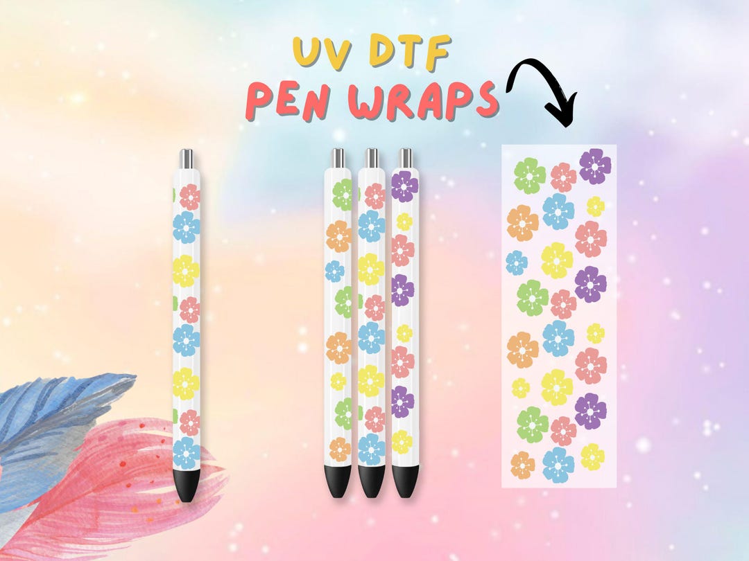UV DTF Pen Wraps - Flowers | Cute Colorful Floral Epoxy Pen Stickers ...
