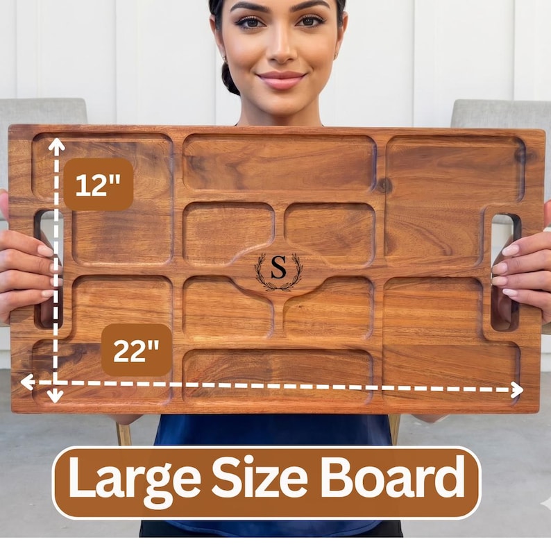 Large Serving Board With Handle: Handcrafted Wood Charcuterie for ...
