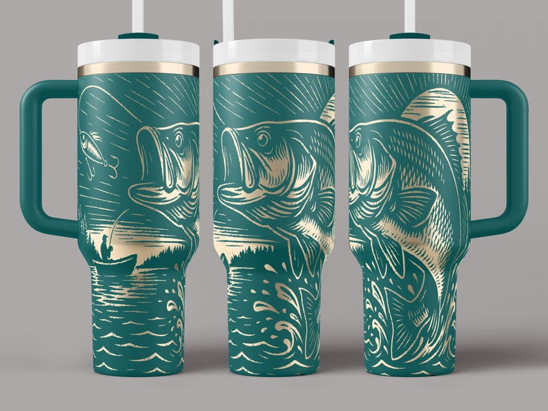Bass Fishing Tumbler Wrap SVG: Laser Engraved Design (40oz) - Etsy