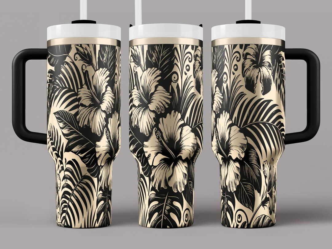 Tropical Floral Tumbler Wrap SVG: Laser Engraved Hibiscus Palm Design ...