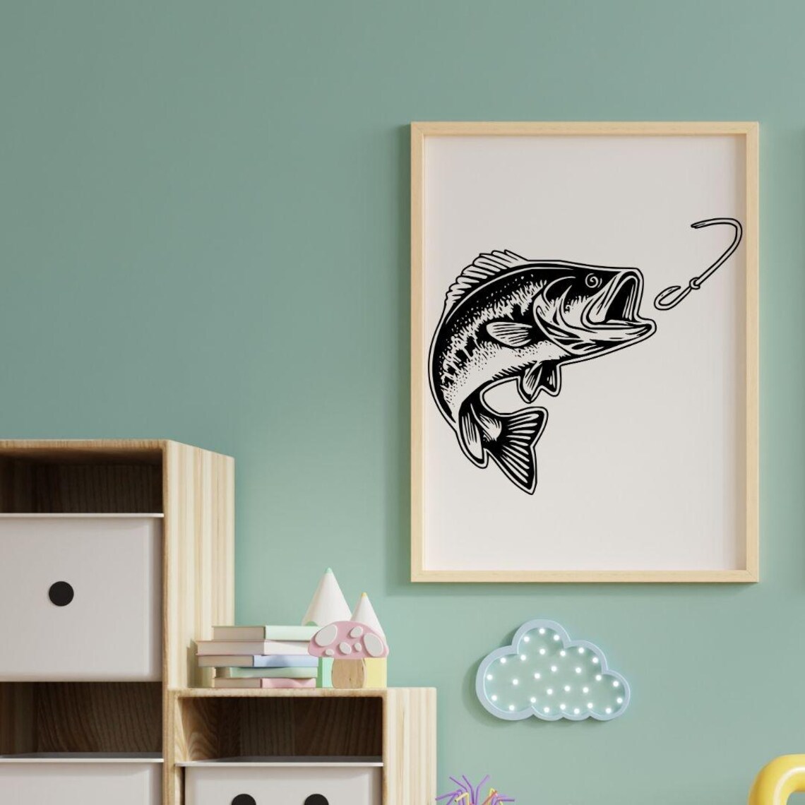 Bass Fishing Clipart: Hook & Fish SVG, PNG, JPEG - Laser Cut File - Etsy