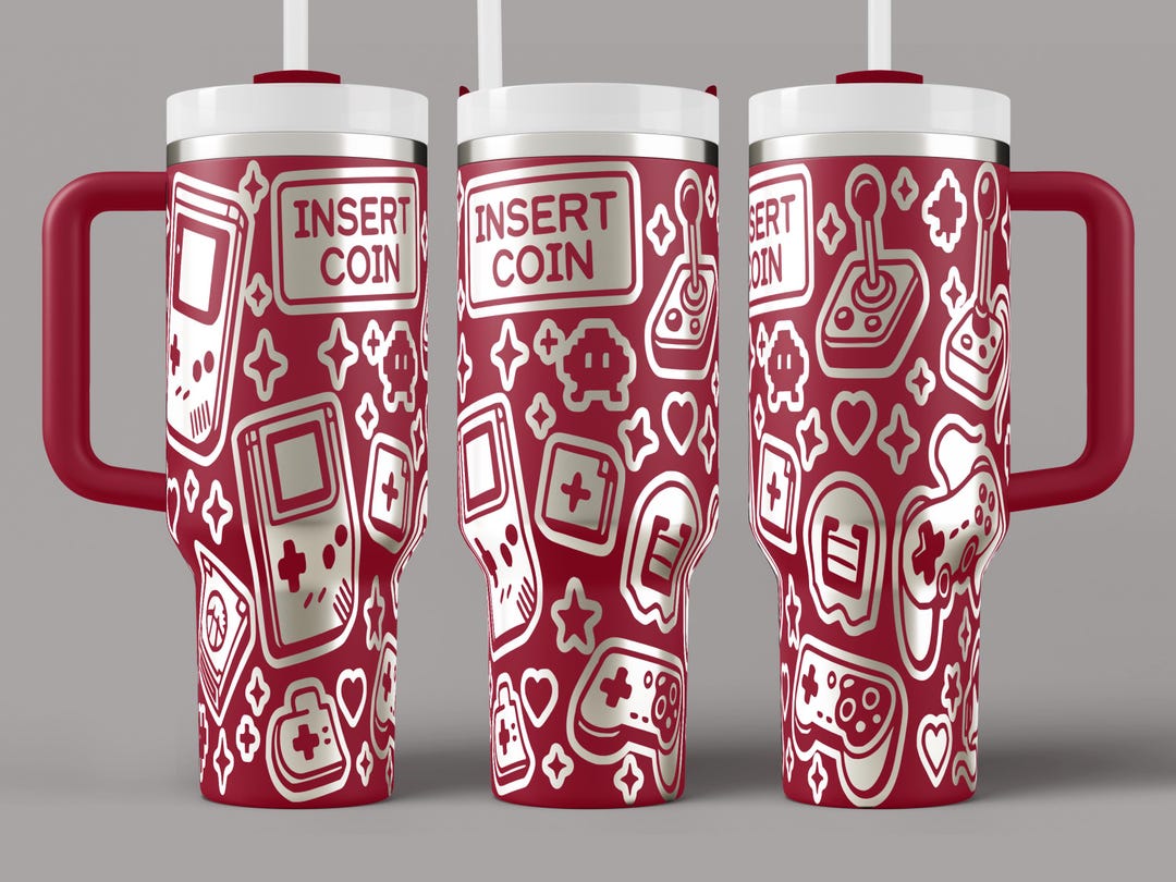 Retro Gaming Tumbler Wrap SVG: Laser Engraved Controller Design (40oz ...