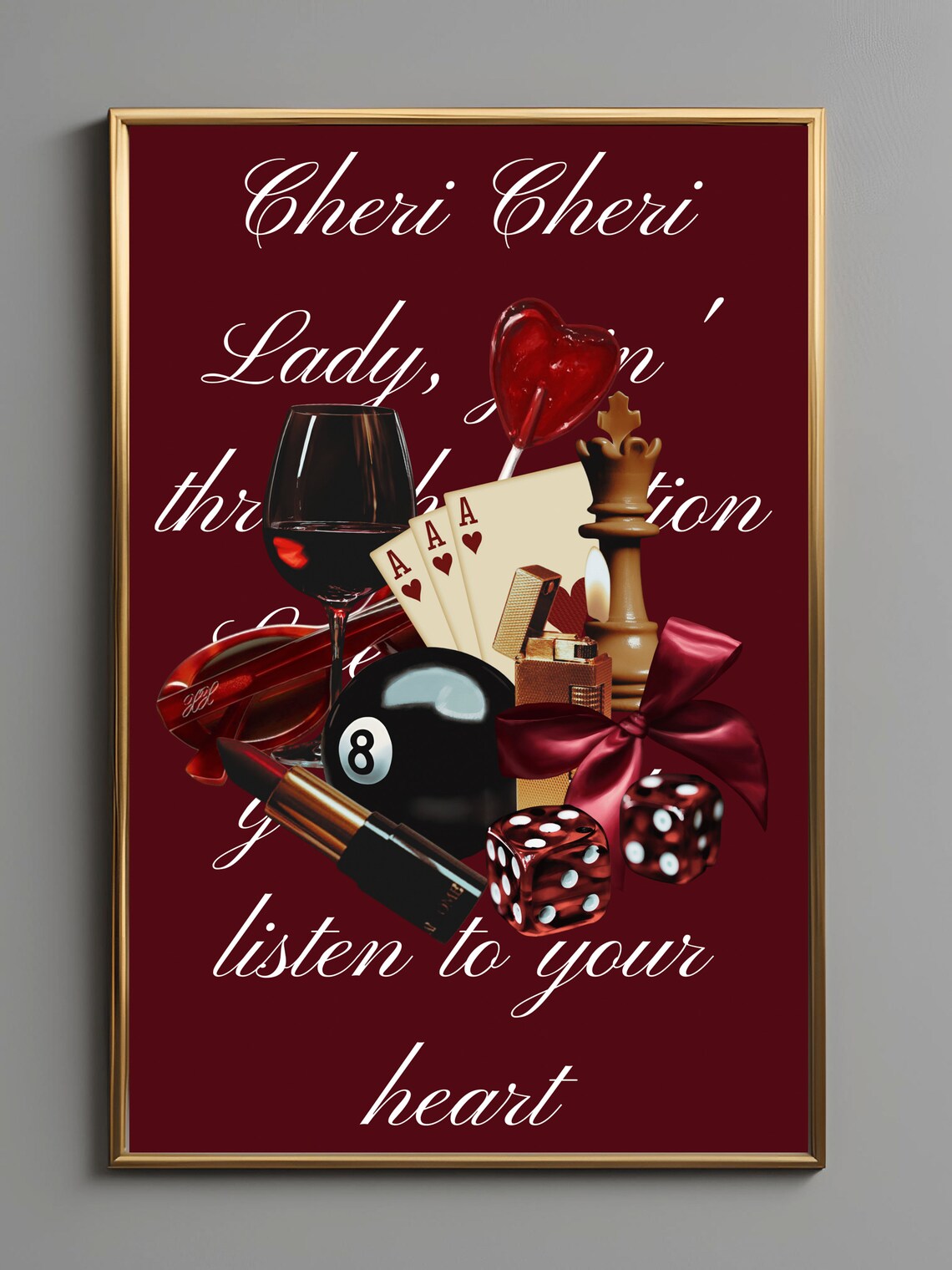 The Dark Cherry Look - Luxurious Digital Poster Download - Instant Art ...