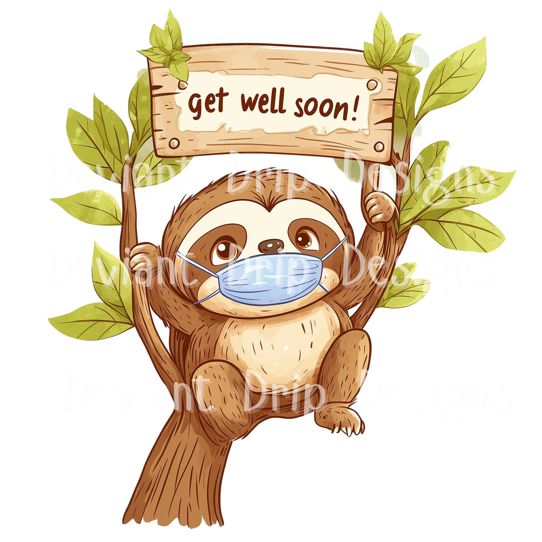 Get Well Soon Sloth SVG Bundle --- Cricut Svg, Sloth Clipart, Digital ...