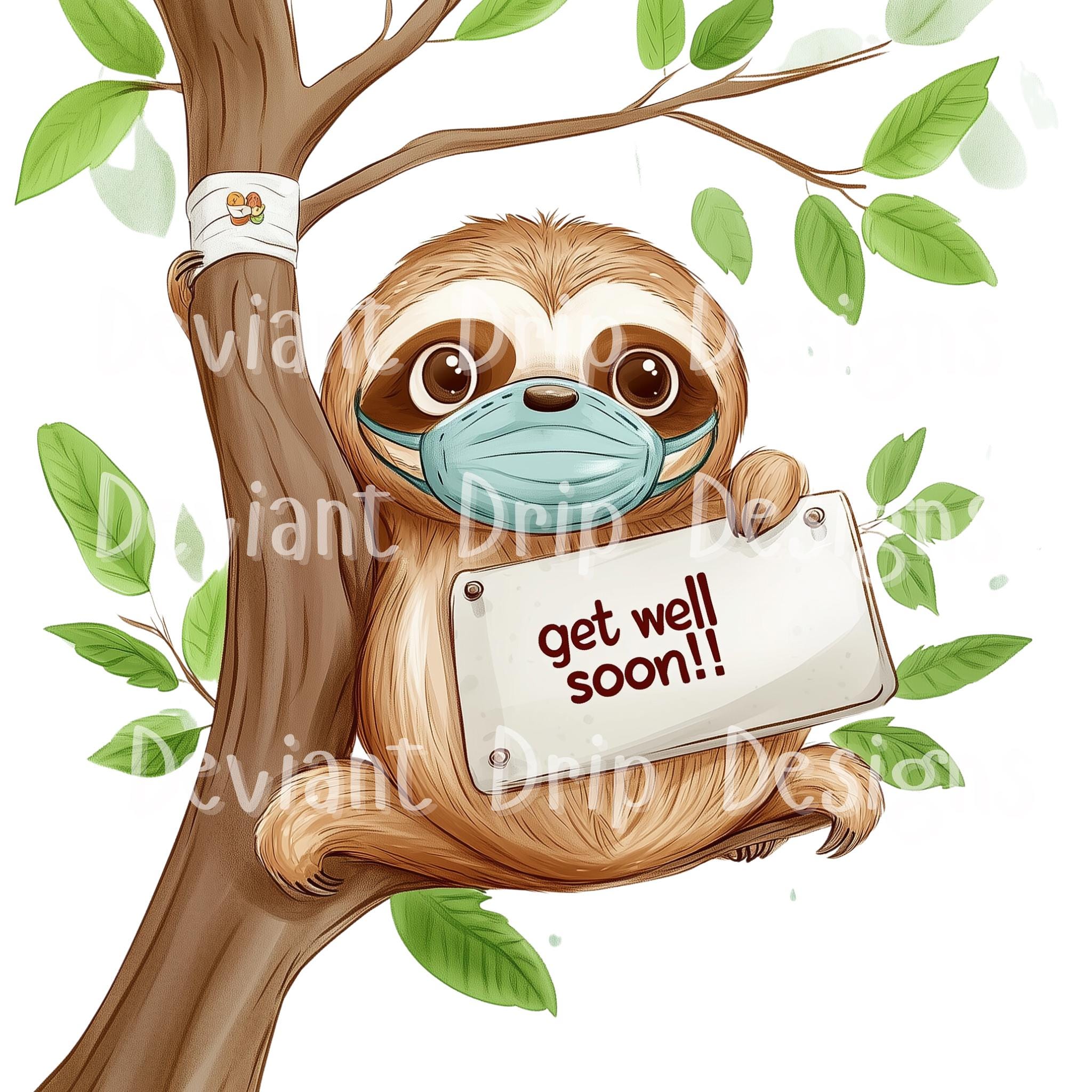 Get Well Soon Sloth SVG Bundle --- Cricut Svg, Sloth Clipart, Digital ...