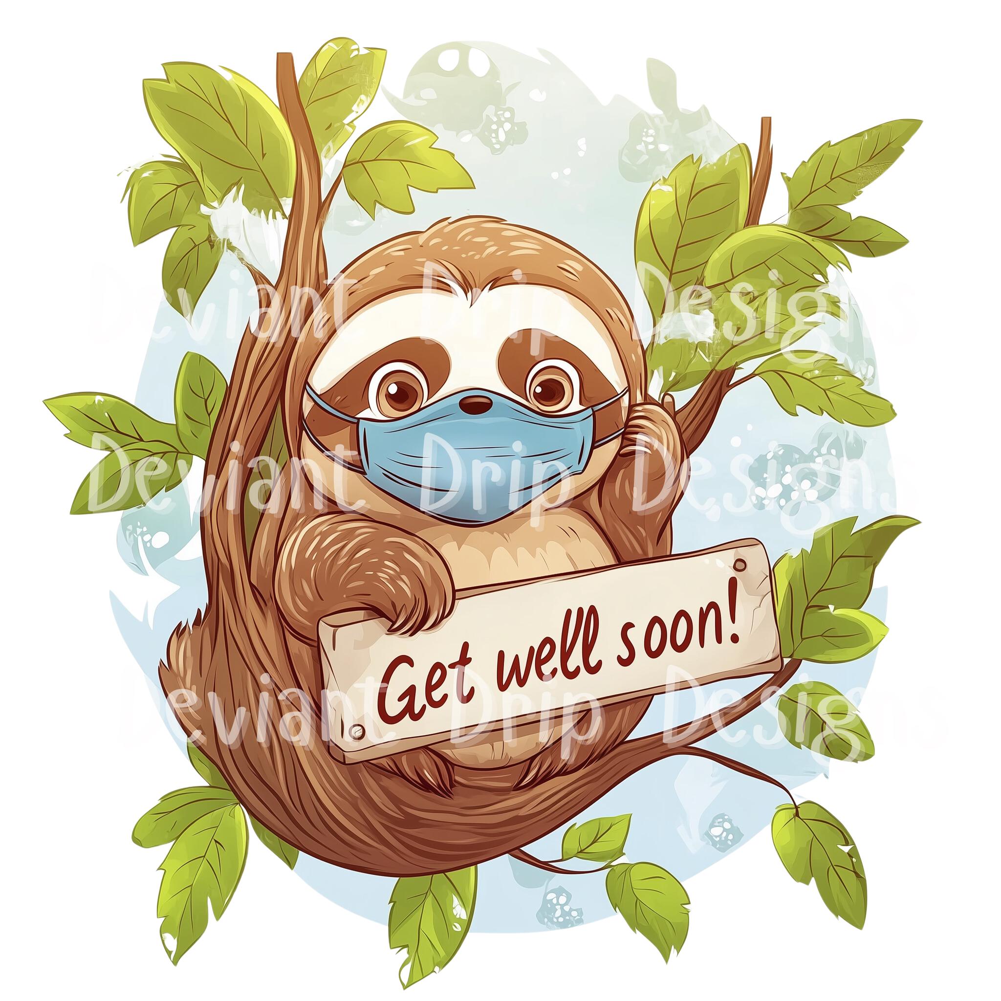 Get Well Soon Sloth SVG Bundle --- Cricut Svg, Sloth Clipart, Digital ...